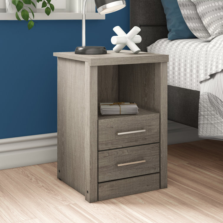 17 Stories Arka 2 Drawer Bedside Table Reviews Wayfair